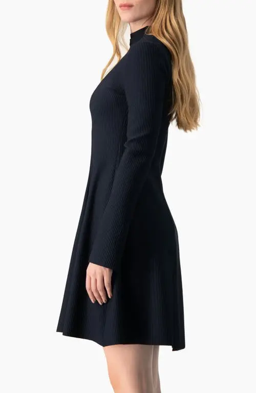 IVONNE Boat-neck Long Sleeve A-line Dress