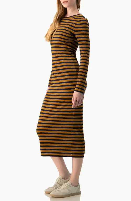 IVONNE Long Sleeve Striped Fit-and-flare Dress