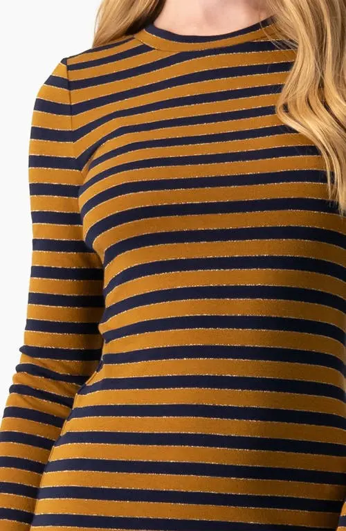 IVONNE Long Sleeve Striped Fit-and-flare Dress