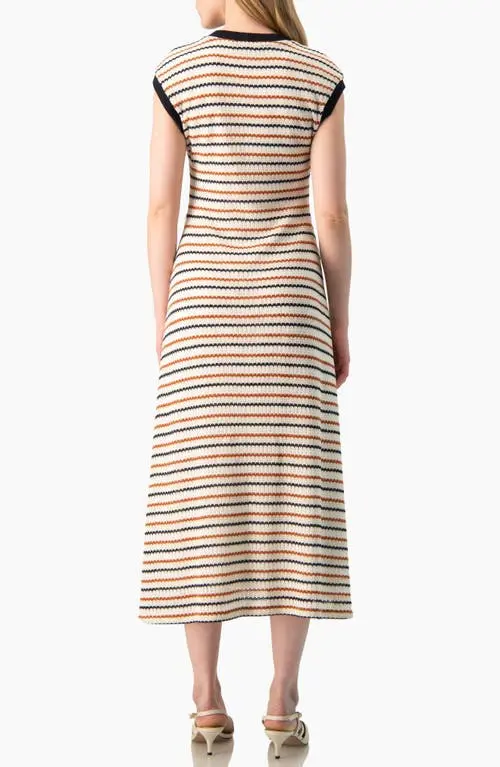 IVONNE Fit-and-flare Striped Knit Dress