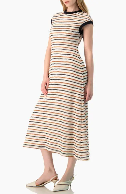 IVONNE Fit-and-flare Striped Knit Dress