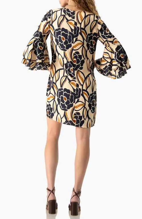 IVONNE Floral V-neck Dress With Tullip Sleeves