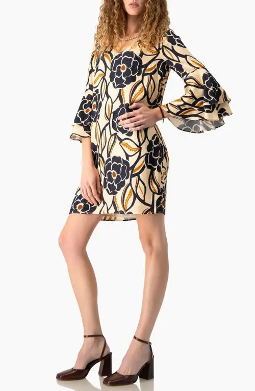 IVONNE Floral V-neck Dress With Tullip Sleeves