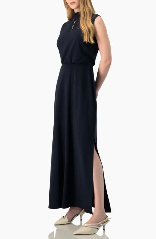 IVONNE High-neck Sleeveless Long Dress With Side Slit