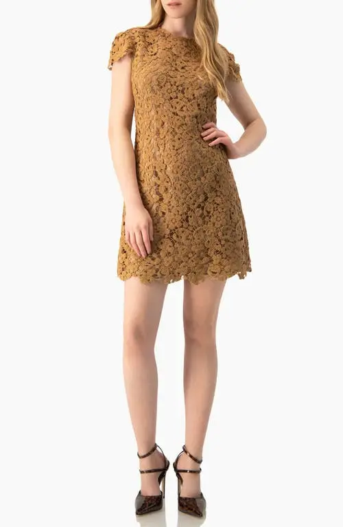 IVONNE Guipure Lace Cap-sleeve Shift Dress