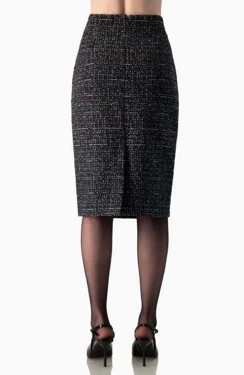 IVONNE Tweed Pencil Skirt With Back Slit