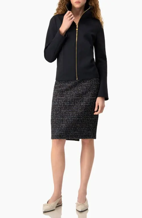 IVONNE Tweed Pencil Skirt With Back Slit