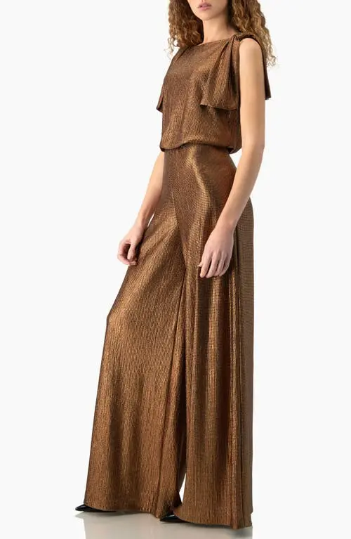 IVONNE Shoulder-tie Metallic Jumpsuit