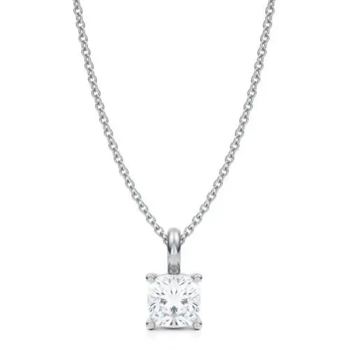 ALLUREZ Cushion Solitaire Lab Diamond Pendant Necklace In 14k Gold, 1.0 Ct - White Gold