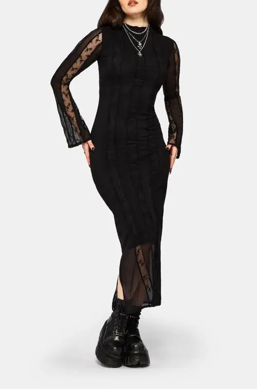 DISTURBIA Shesha Mesh Floral Midi Dress