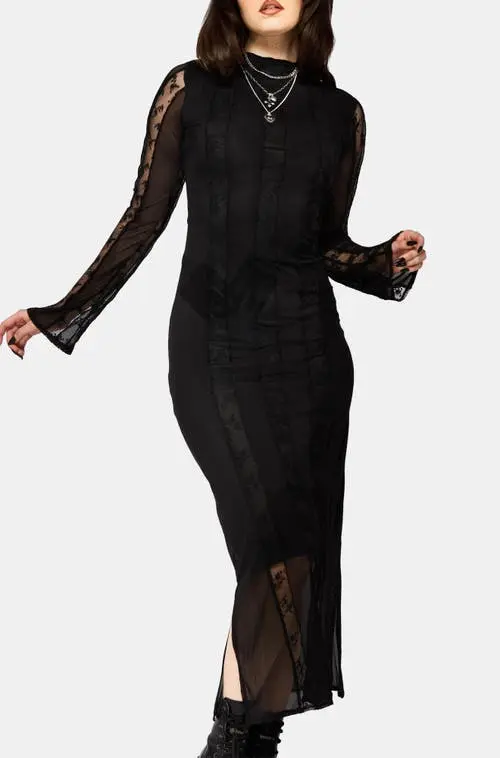 DISTURBIA Shesha Mesh Floral Midi Dress