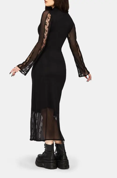 DISTURBIA Shesha Mesh Floral Midi Dress