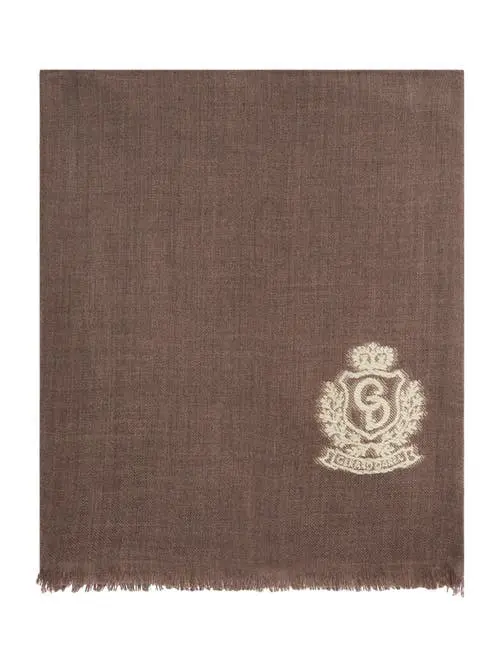 Gerard Darel Suzane Emblem Detail Scarf - Cigar