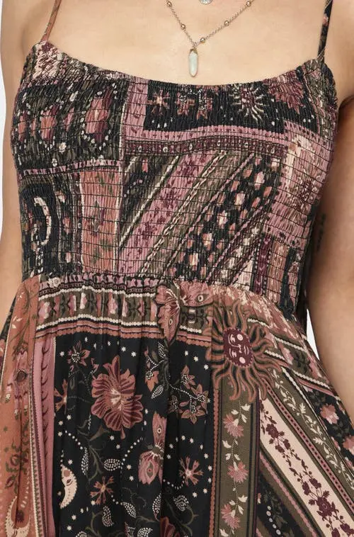 DISTURBIA Nola Folk Patchwork Print Mini Dress