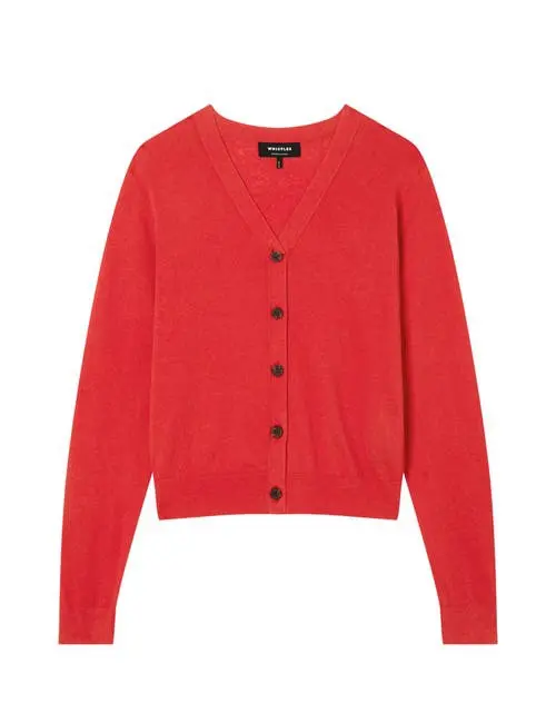 Whistles V-neck Linen Blend Cardigan