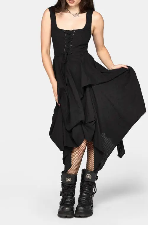 DISTURBIA Lyx Hitched Skirt Corset Midi Dress