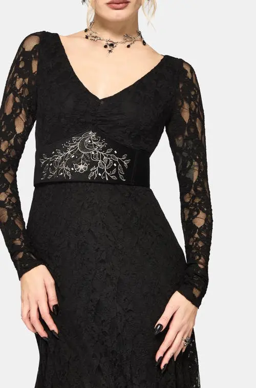 DISTURBIA Stray Lace Long Sleeve Maxi Dress