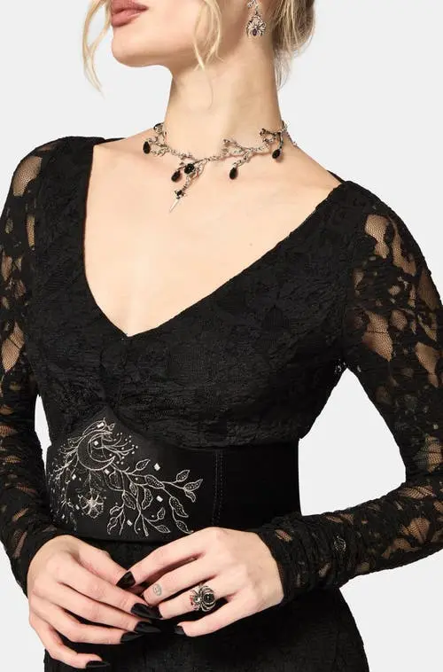 DISTURBIA Stray Lace Long Sleeve Maxi Dress
