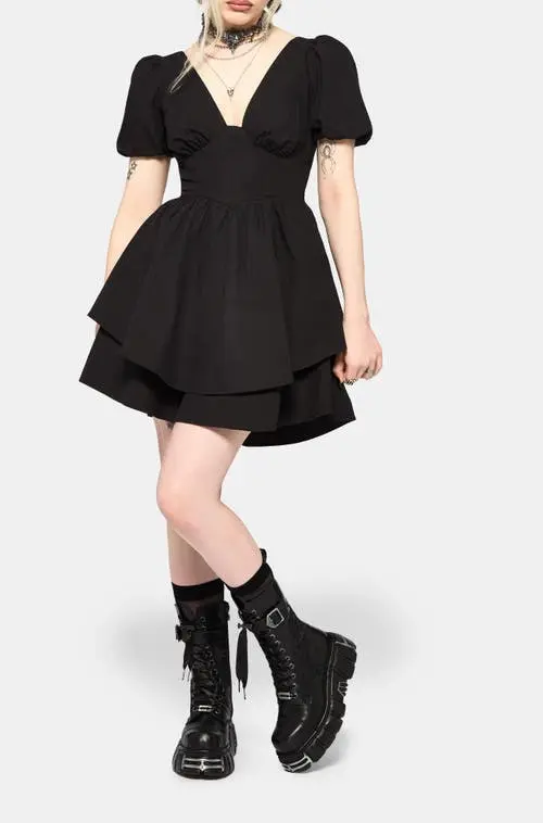 DISTURBIA Obsidia Lace Up Corset Mini Dress