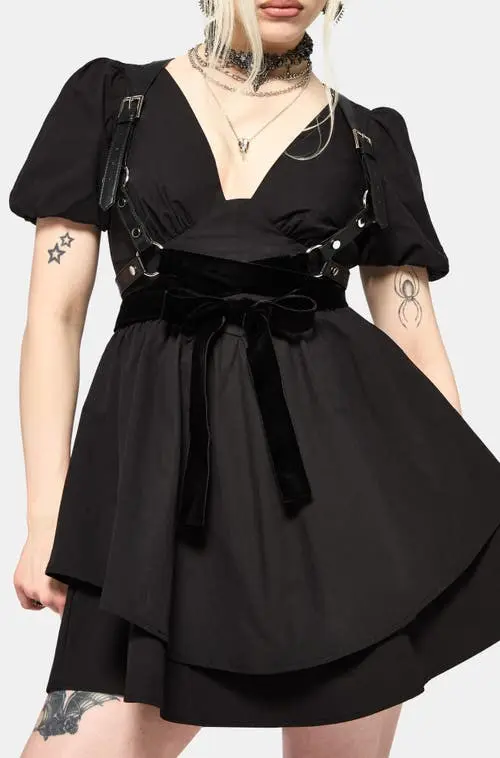 DISTURBIA Obsidia Lace Up Corset Mini Dress