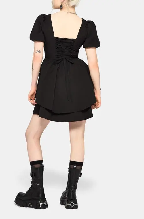 DISTURBIA Obsidia Lace Up Corset Mini Dress