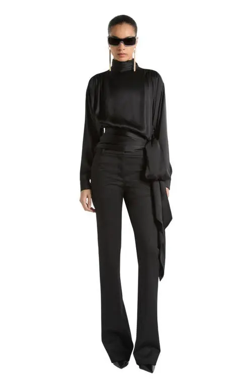 Balmain Silk Satin Blouse With Tie Detail