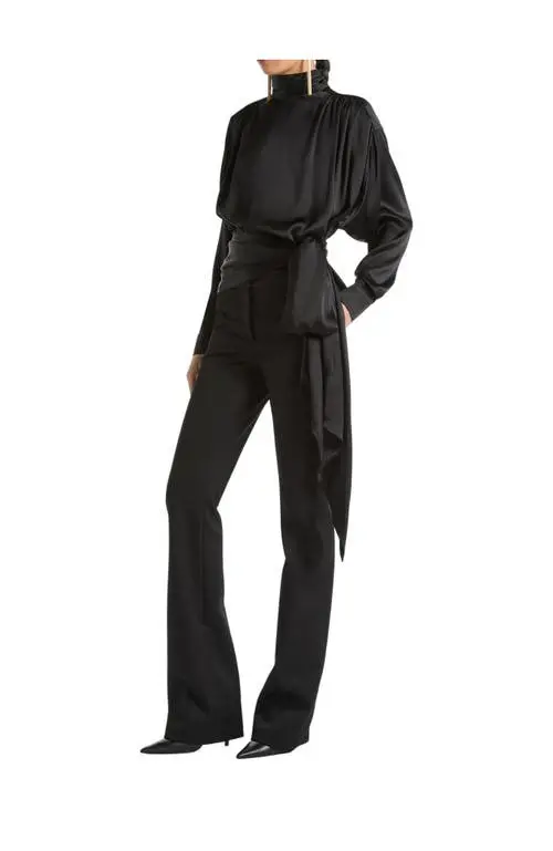 Balmain Silk Satin Blouse With Tie Detail