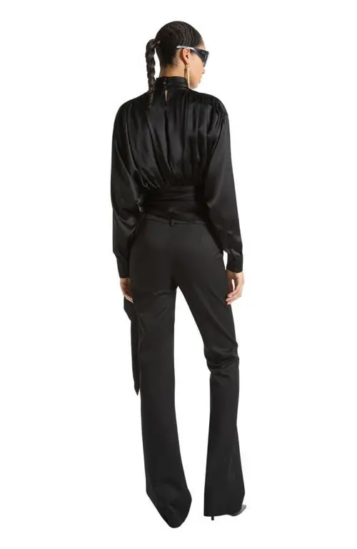 Balmain Silk Satin Blouse With Tie Detail