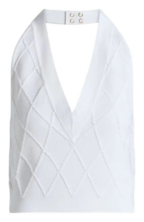 Balmain Quilted Knit Halterneck Top - White