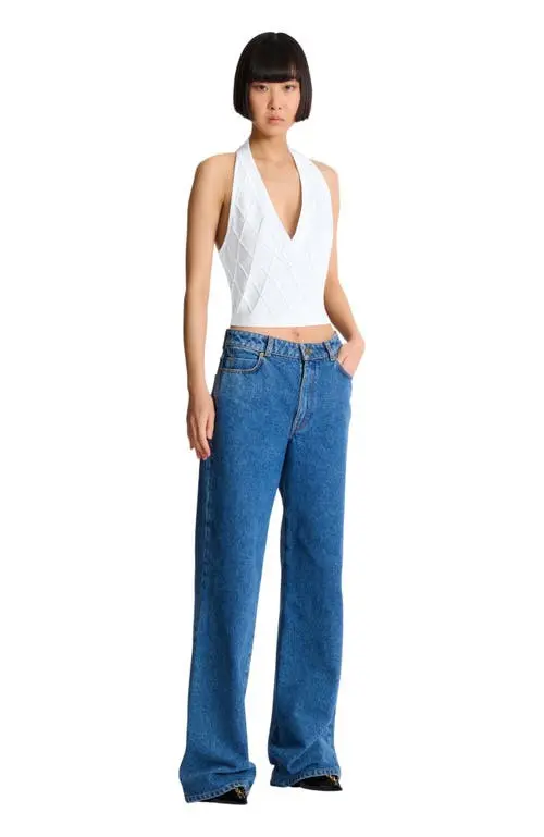 Balmain Quilted Knit Halterneck Top - White