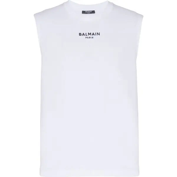 Balmain Embroidered Paris Tank Top - White