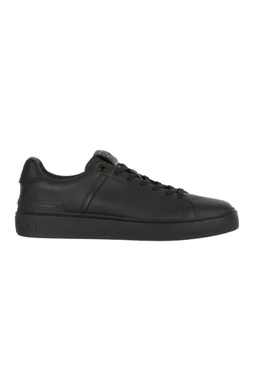 Balmain B-court Smooth Leather Trainers - Black