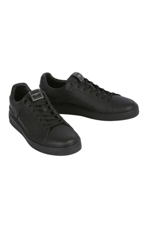 Balmain B-court Smooth Leather Trainers - Black