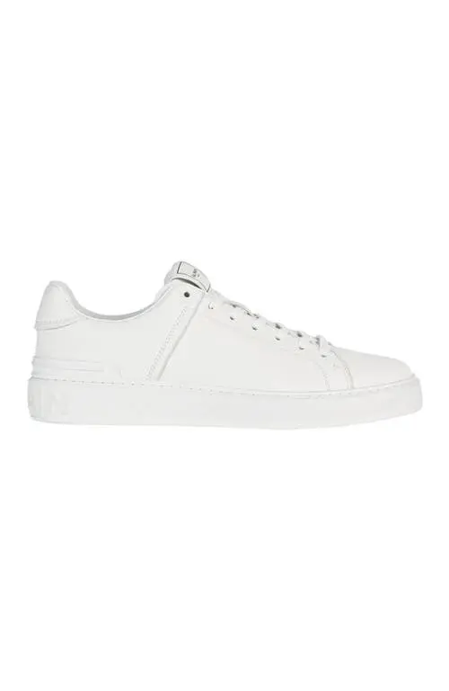 Balmain B-court Smooth Leather Trainers - White