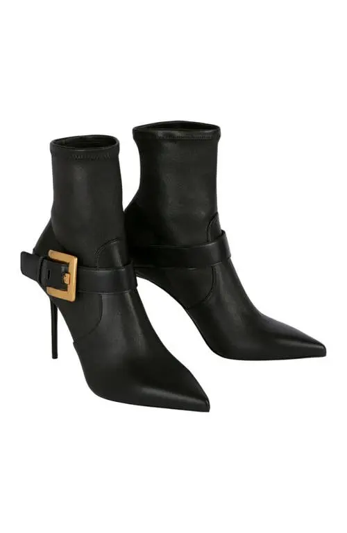 Balmain Anthem Stretch Leather Ankle Boots