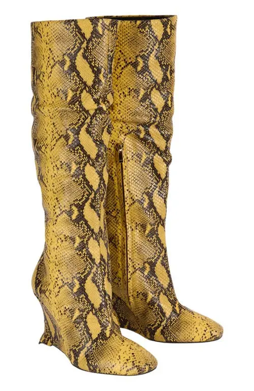 Balmain Wedge Boots In Python-effect Leather