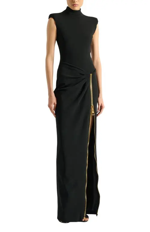 Balmain Long Jersey Dress With Leg Slit