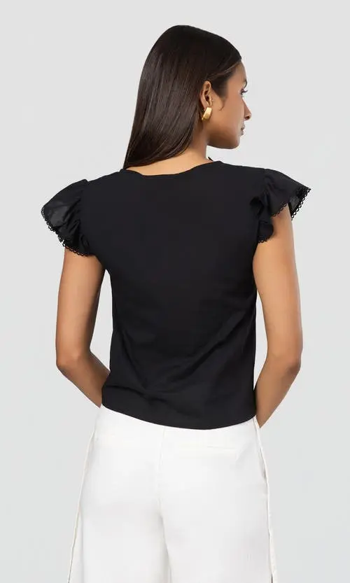 Generation Love Arden Lace Combo Voile Blouse - Black