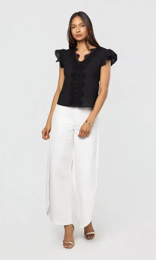 Generation Love Arden Lace Combo Voile Blouse - Black