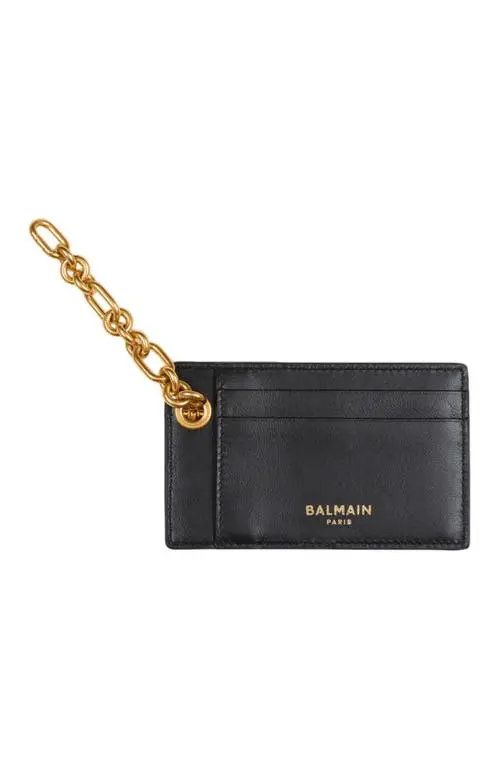 Balmain Pulse Card Holder In Monogram Jacquard - Black