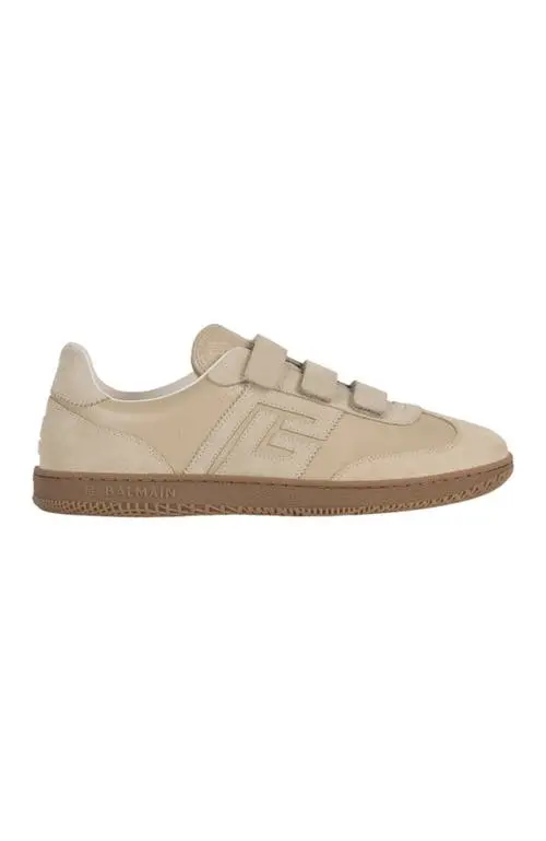 Balmain Swan Trainers In Smooth Leather And Suede - Beige