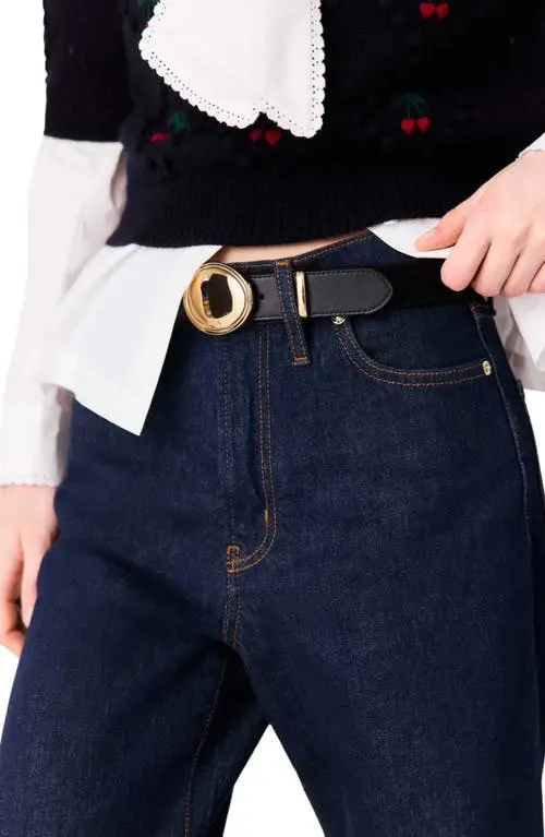 Maje Leather Belt With Oval Buckle