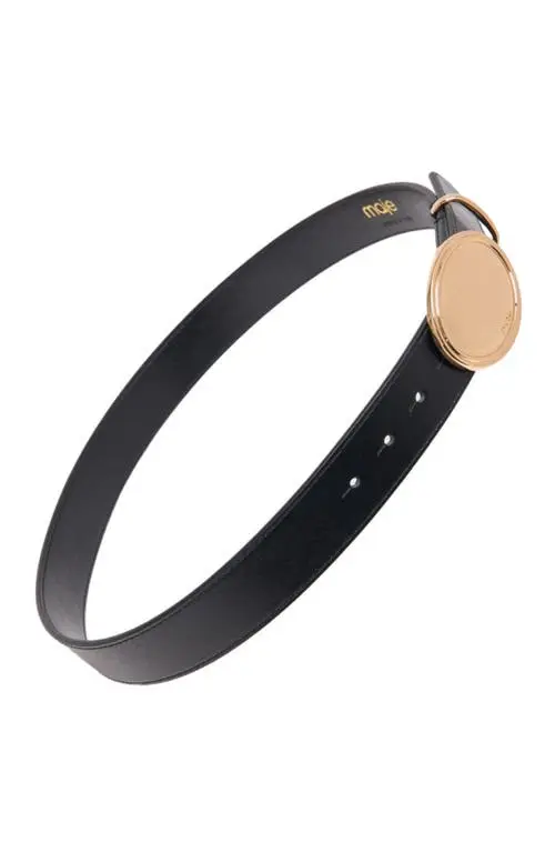 Maje Leather Belt With Oval Buckle