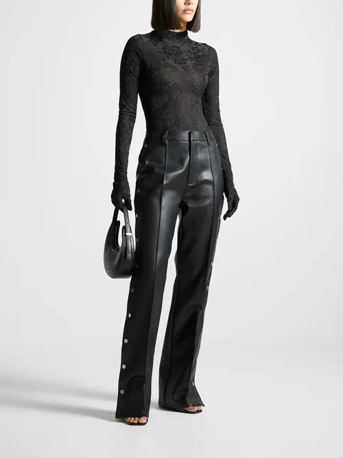 Manière De Voir Ivy Jacquard Bodysuit With Gloves - Black