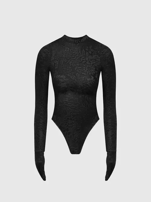 Manière De Voir Ivy Jacquard Bodysuit With Gloves