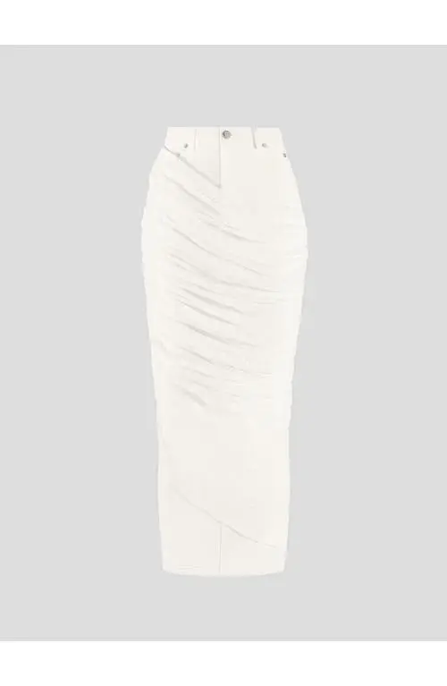 Manière De Voir Draped Mesh Denim Maxi Skirt