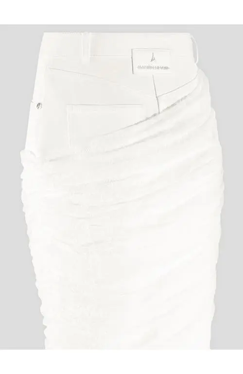 Manière De Voir Draped Mesh Denim Maxi Skirt