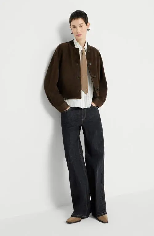 Brunello Cucinelli Contemporary Monili Embellished Denim Trousers - Dark Denim