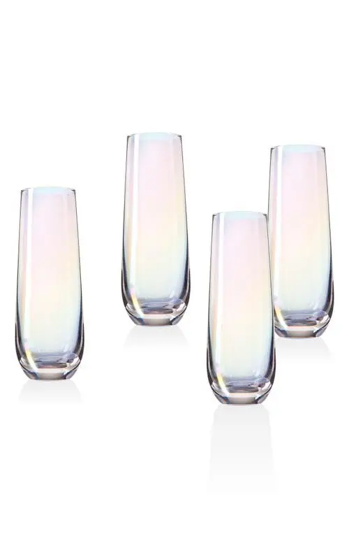 GODINGER Set Of 4 Stemless Champagne Flutes - Iridescent