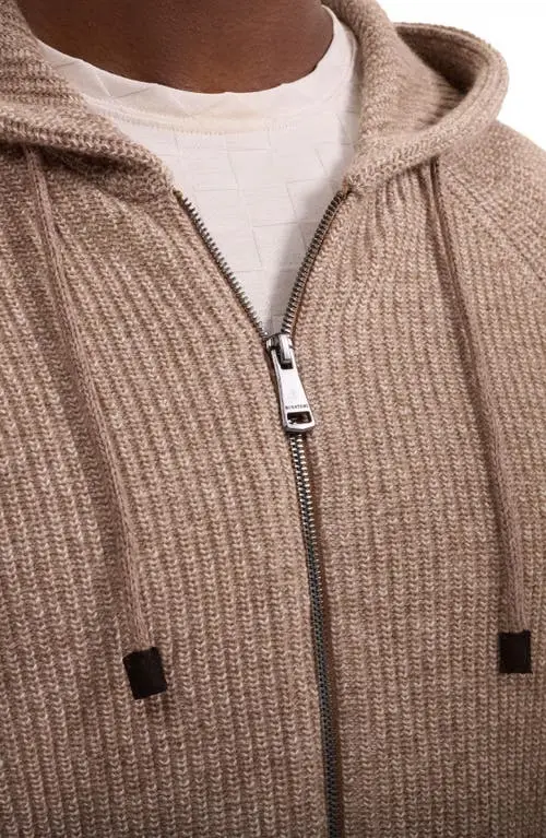 Bugatchi Wool & Cotton Full Zip Hoodie - Tobacco